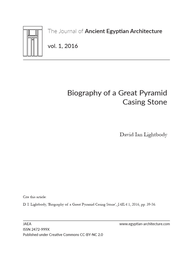Biography of A Great Pyramid Casing Stone - David Ian Lightbody | PDF ...