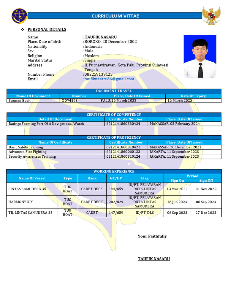 CV Taufik Nasaru | PDF