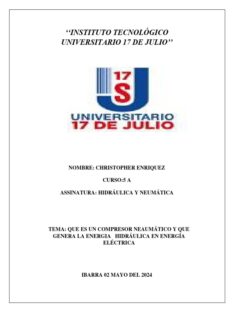 Tarea Christopher Enriquez 5 A Compresor y Sistemas Neumáticos Hidráulicos. | PDF ...