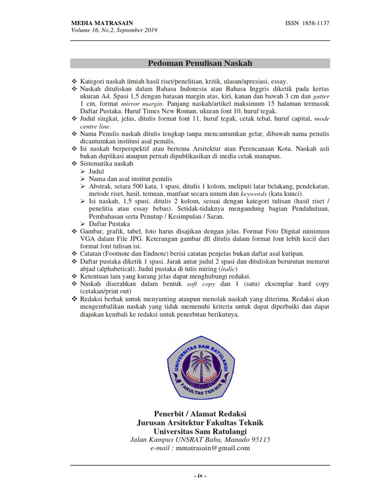Pedoman Penulisan Artikel Media Matrasain | PDF