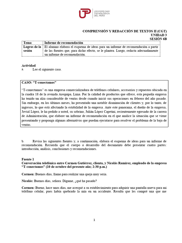 U3 - S6 - Informe de Recomendación (T-Conectamos) | PDF | Teléfonos móviles | Business