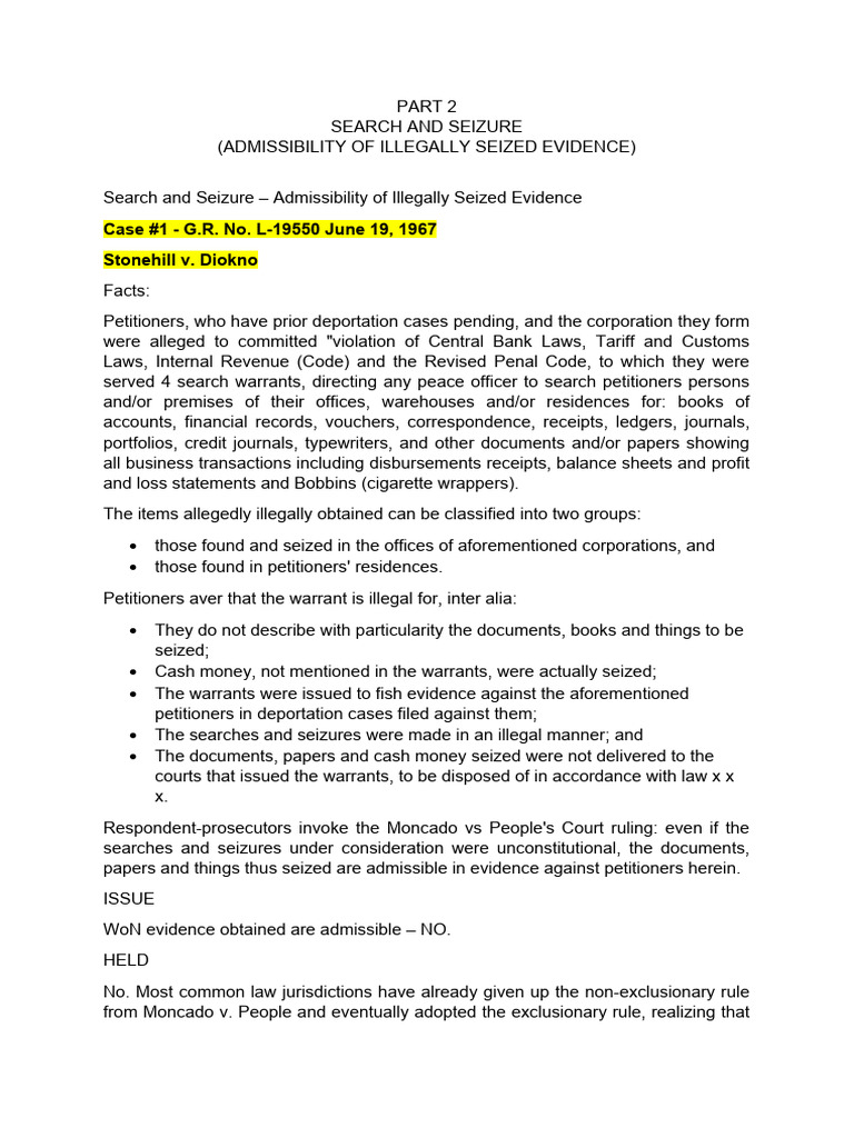 Digest PL2 April 17, 2024 | PDF | Search Warrant | Search And Seizure