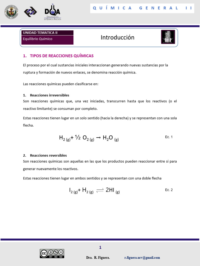 Guia de Teoria Equilibrio Quimico | Descargar gratis PDF | Equilibrio químico | Reacciones químicas