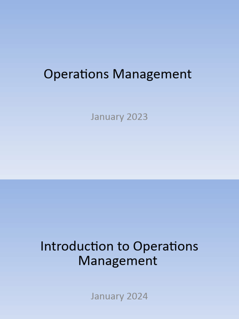 1 Introduction To Operations Management | PDF | Operations Management | Inventory