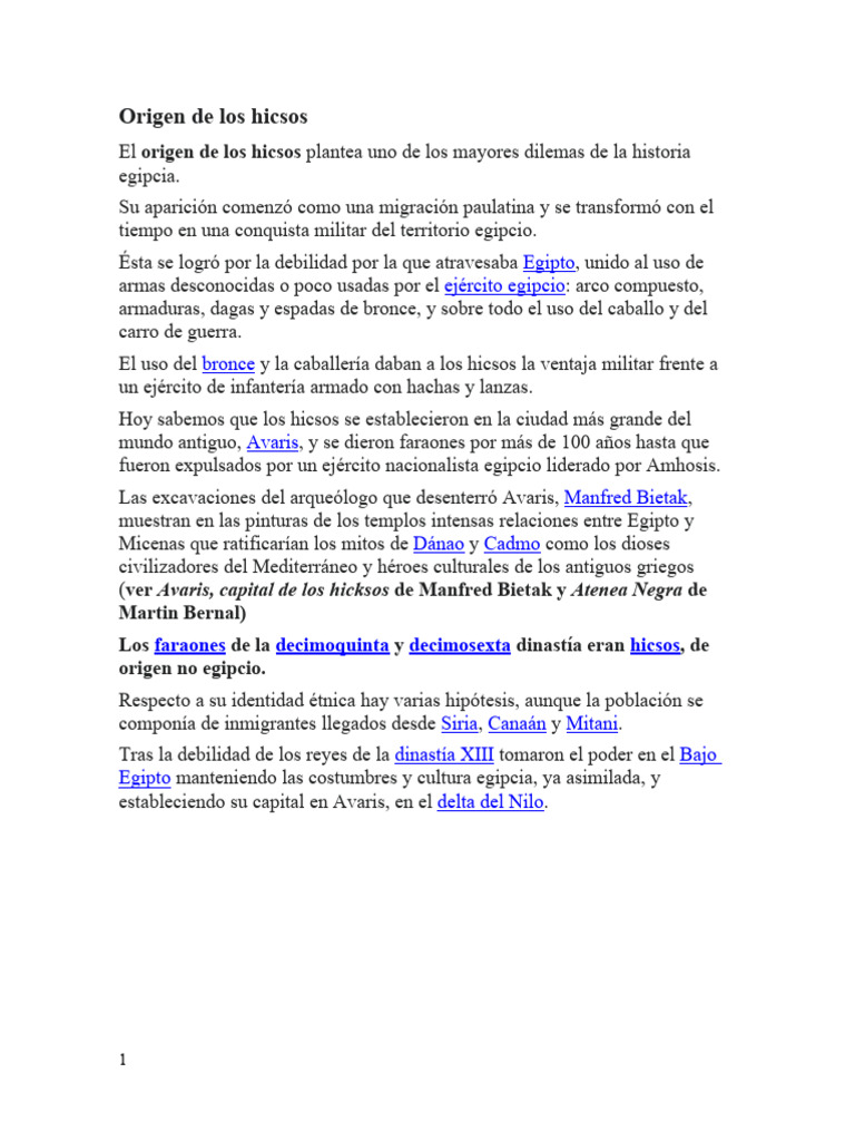 Origen de los Hicsos en Egipto | PDF | Antiguo Egipto | África antigua