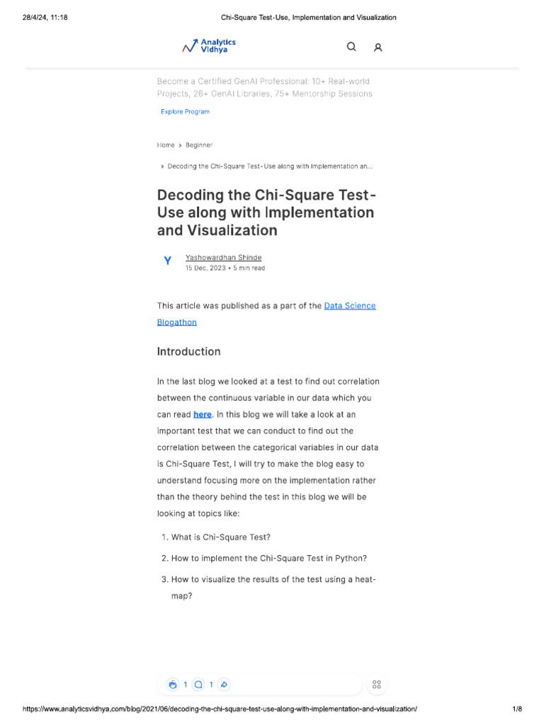 Chi Square Tes | PDF
