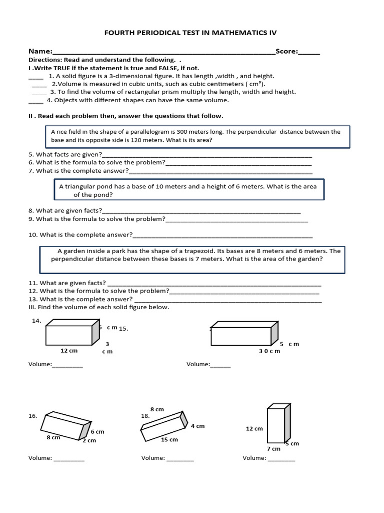 Grade 4 4th PTEST All Subjects With Key Final | PDF