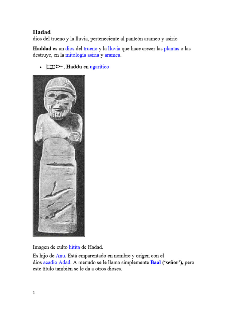 Hadad | PDF | Mitología | Creencia religiosa y doctrina