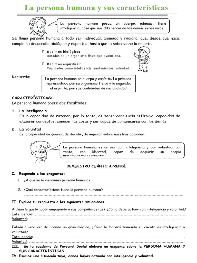 La Persona Humana y Sus Características | PDF | Sicología | Ciencias ...