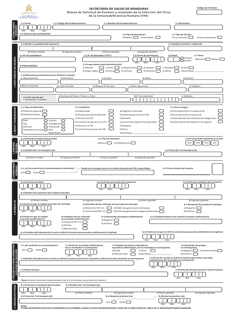 NUEVA 2022 Boleta de Solicitud para Examen de VIH | PDF