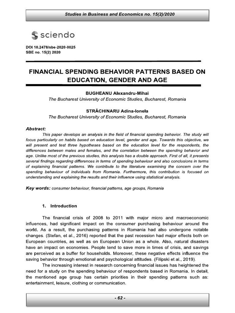 Financial Spending Behavior Patterns Based On Educ | PDF