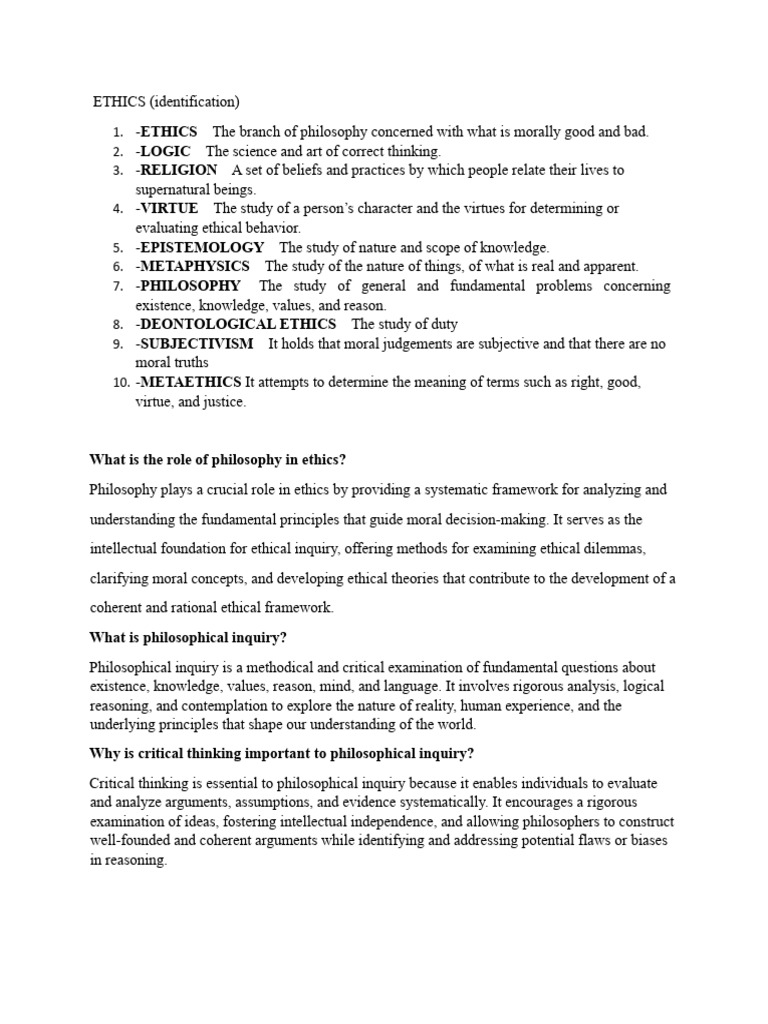 ETHICS-ASSIGNMENT-BOOK | PDF | Morality | Inquiry