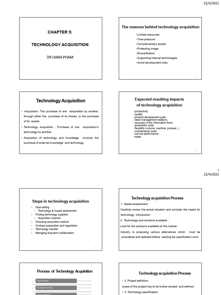 Chapter 5 - Technology Acquisition | PDF | Mergers And Acquisitions ...