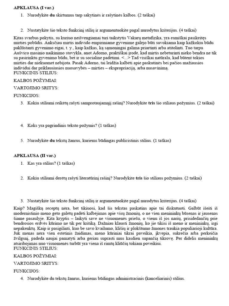 APKLAUSA Funkciniai Stiliai | PDF