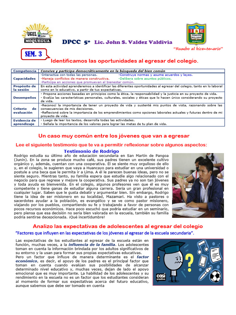 SEM 3 DPCC | PDF | Educación más alta | Evaluación