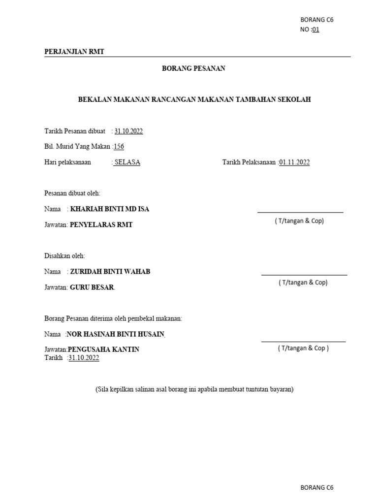 Borang-Pesanan-C6 NOVEMBER | PDF