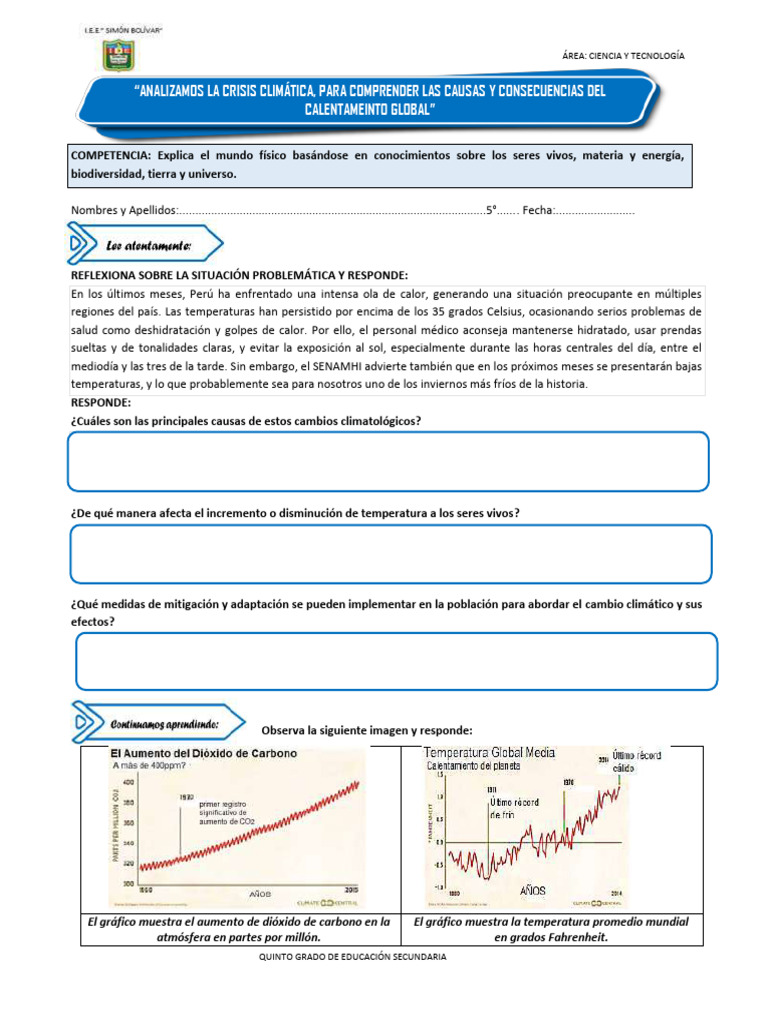 Actividades sobre Calentamiento Global | PDF | Cambio climático ...
