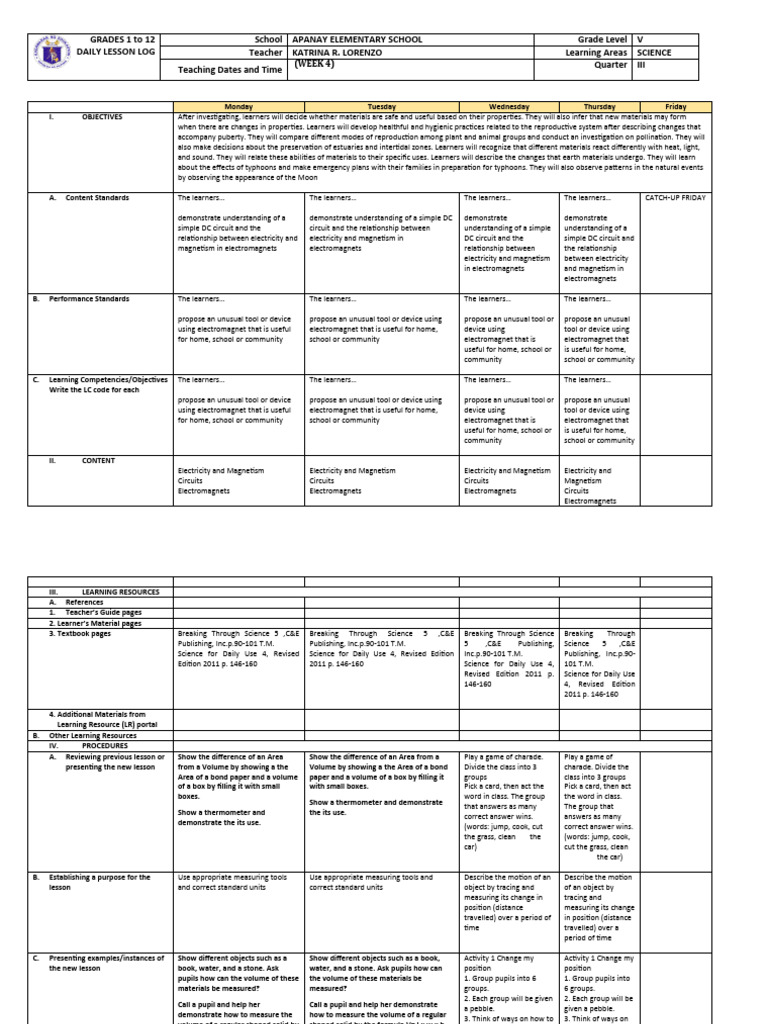 Grade 5 DLL SCIENCE 5 Q3 Week 3 | Download Free PDF | Fahrenheit | Volume