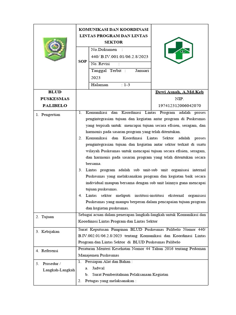 Sop Komunikasi Dan Koordinasi LP Dan LS | PDF