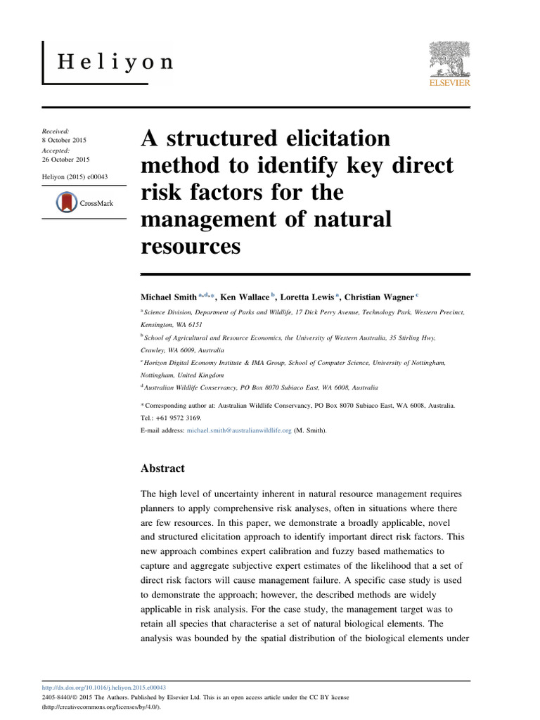 A Structured Elicitation Method To Identify Key Direct Risk Factor ...