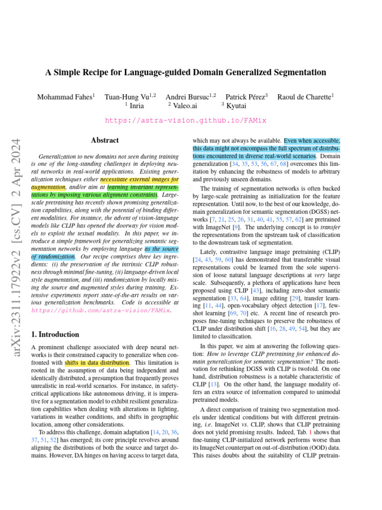 A Simple Recipe For Language-Guided Domain Generalized Segmentation | PDF | Image Segmentation ...