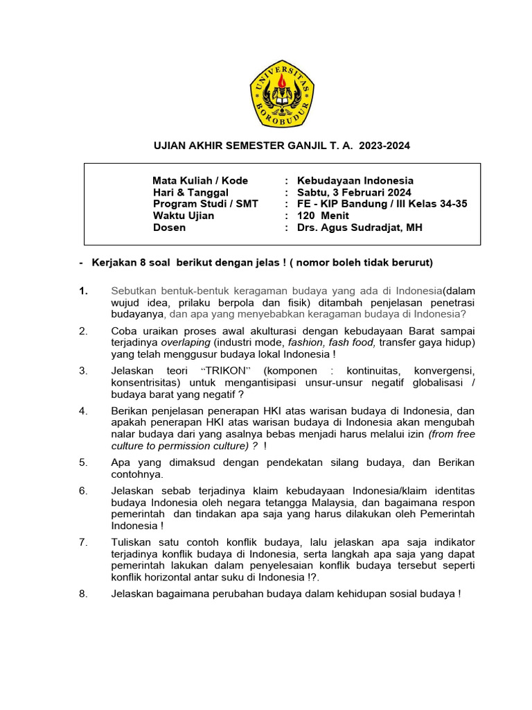 SOAL KEB IND KIP GARUT 2024 (Agus) | PDF