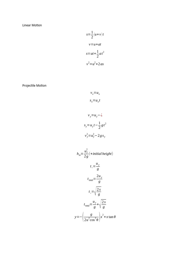 Physics Module 1 Formula Sheet | PDF | Newton's Laws Of Motion ...