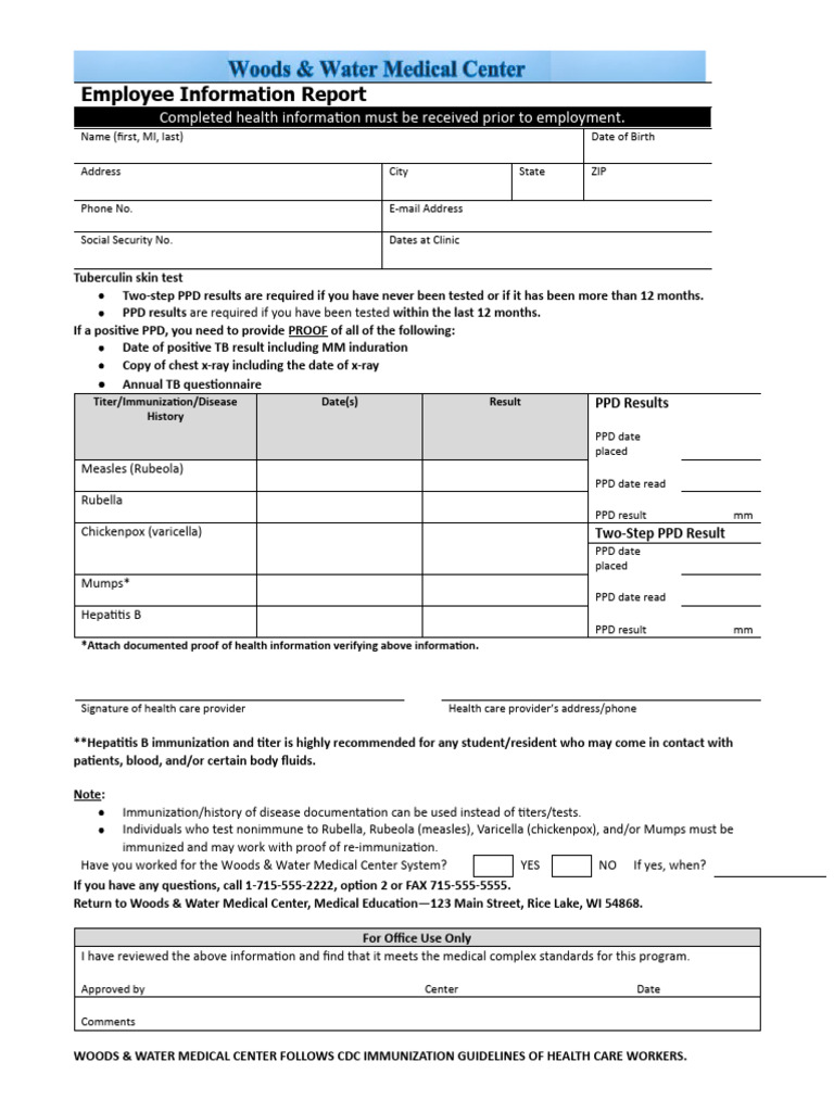 Employee Health Information Requirements | PDF | Measles | Vaccination