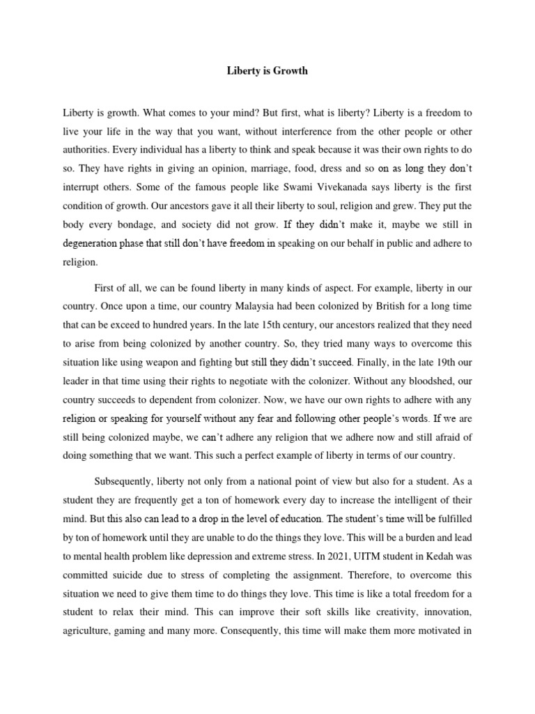LIBERTY IS GROWTH by MURTAZA | PDF | Liberty | Mind