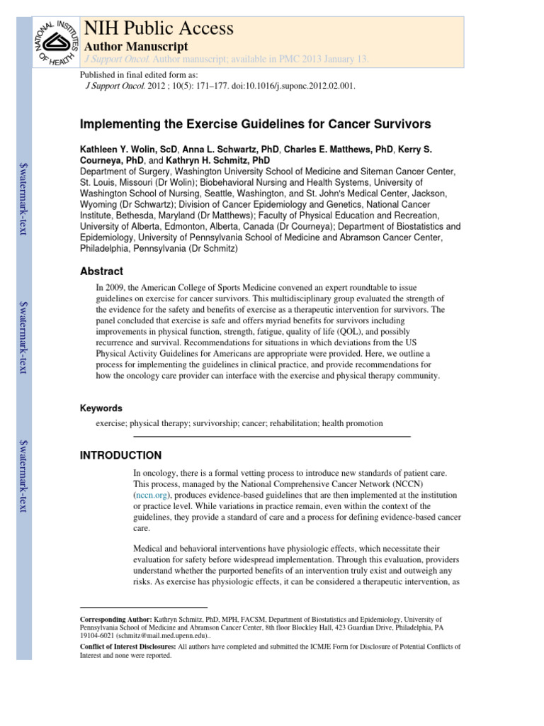 Nihms 432244 | PDF | Cancer Survivor | Cancer