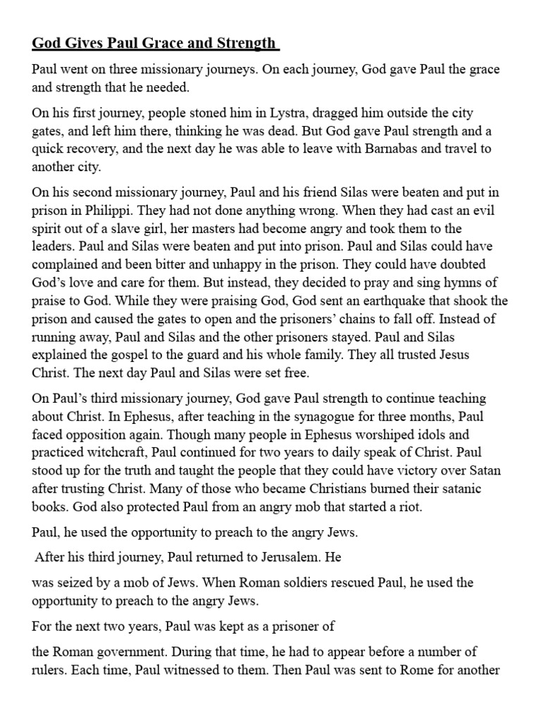 God Gives Paul Grace and Strength | PDF | Paul The Apostle | Jesus