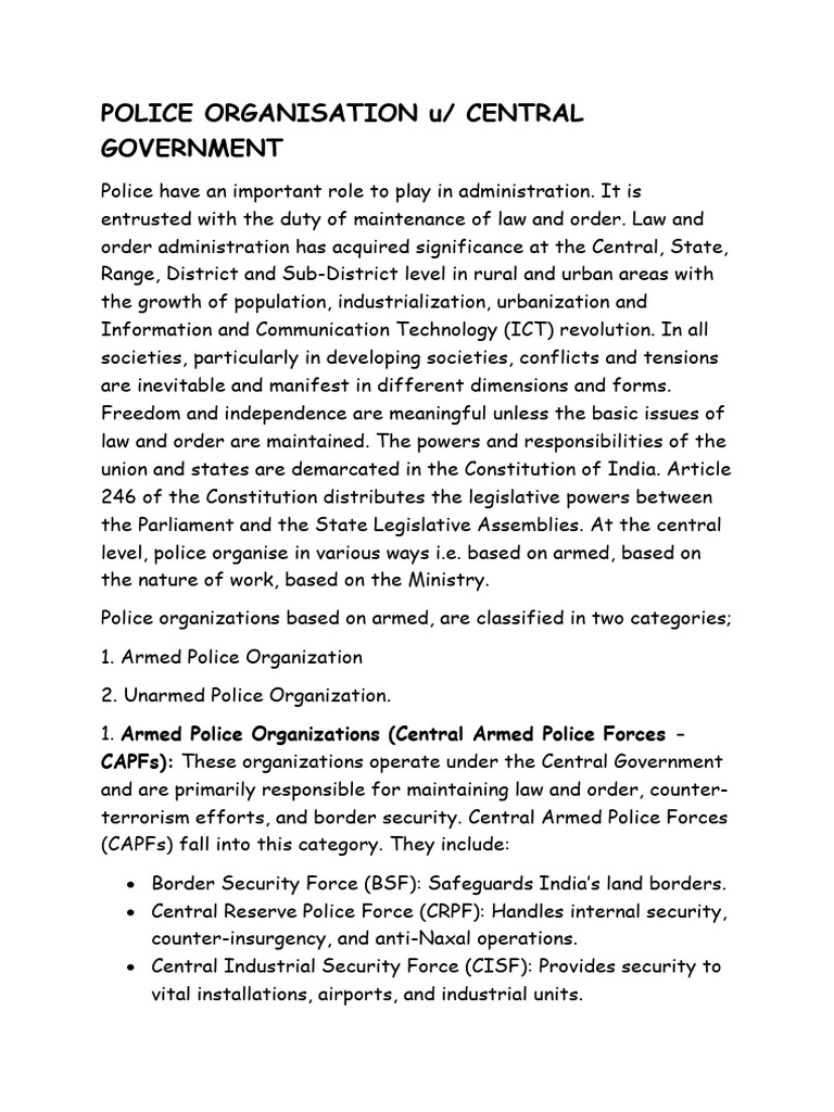 POLICE ORGANISATION U CENTRE | PDF | National Security | Law Enforcement