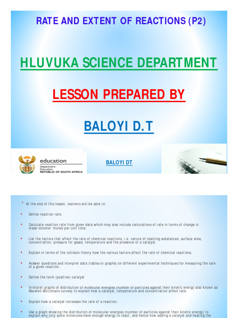 Lesson 1 - Rate and Extent of Reactions-1 | PDF | Reaction Rate | Gases