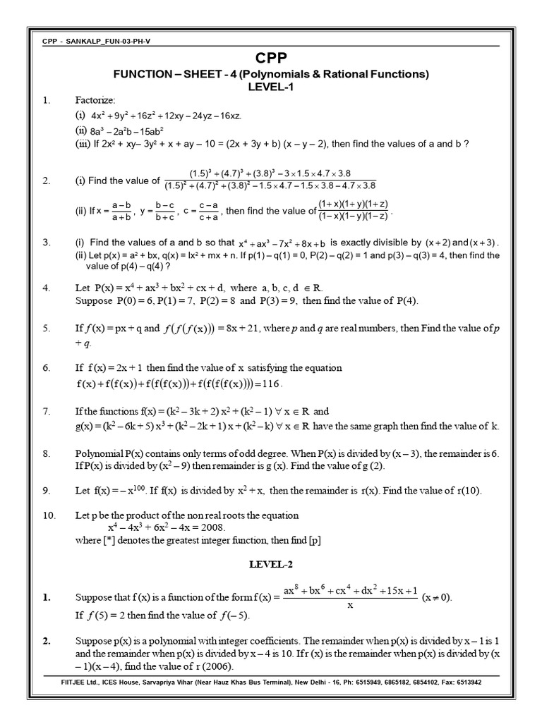 Polynomials & Rational Functions Exercises | PDF | Polynomial | Function (Mathematics)