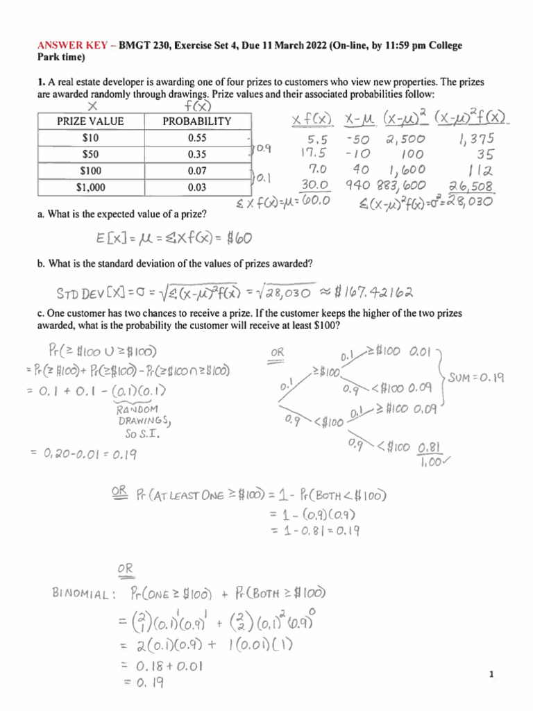 Key Exercise Set 4 Spring 2022 | PDF | Measure Theory | Statistical Models