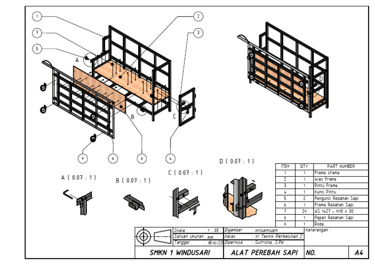 Gambar Rakitan Alat Perebah Sapi | PDF