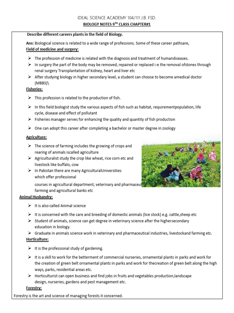 Biology Notes 9TH Class Chapter#1 | PDF | Molecules | Atoms