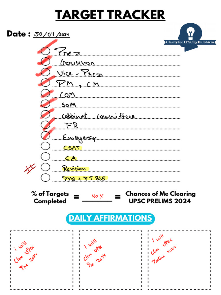 UPSC Prelims 2024 Target Tracker | PDF | Organic Compounds | Structural ...