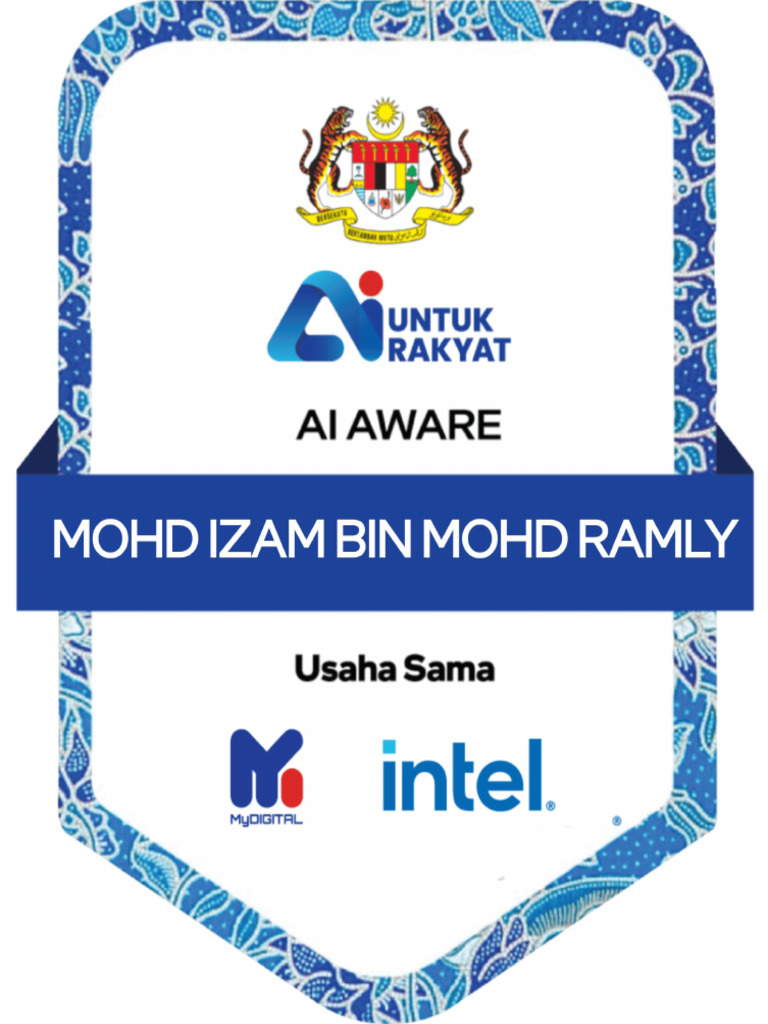 Mohd Izam Bin Mohd Ramly_ai_aware_badge | PDF