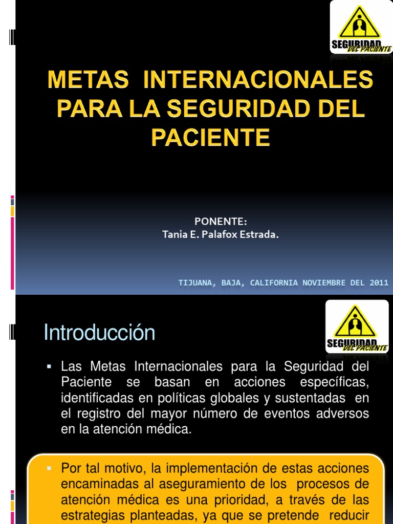 Metas Internacionales | PDF | Lavado de manos | Seguridad del paciente