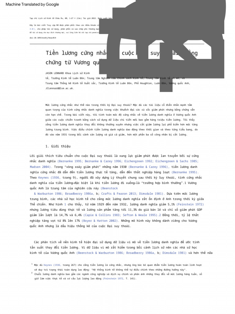 Reading 4. Sticky Wages and The Great Depression Section 1 To Section 5 1 | PDF