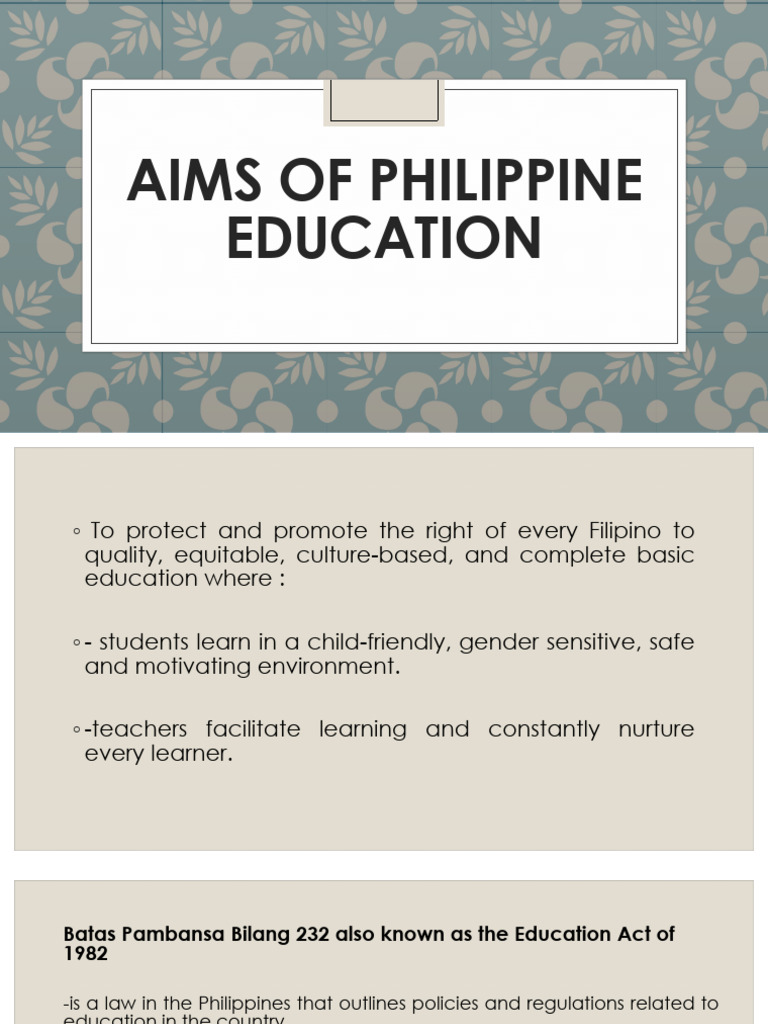 Aims of Philippine Education System | PDF | Learning | Curriculum