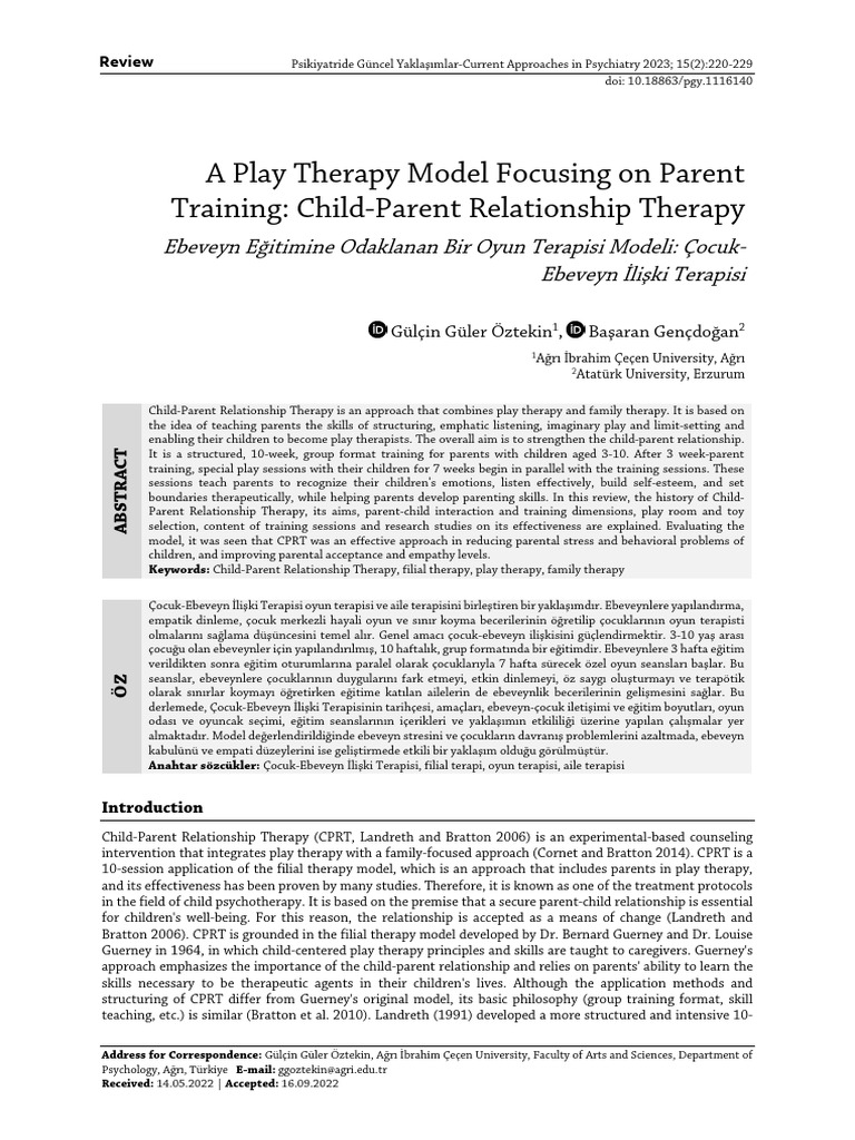 A Play Therapy Model Focusing On Parent Training | PDF | Play Therapy ...
