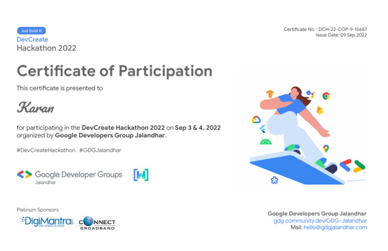 DevCreate Hackathon 2022 Certificate | PDF | Art