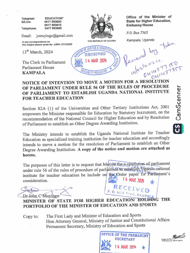 Notice of Intention To Move A Motion For Resolution of Parliament | PDF