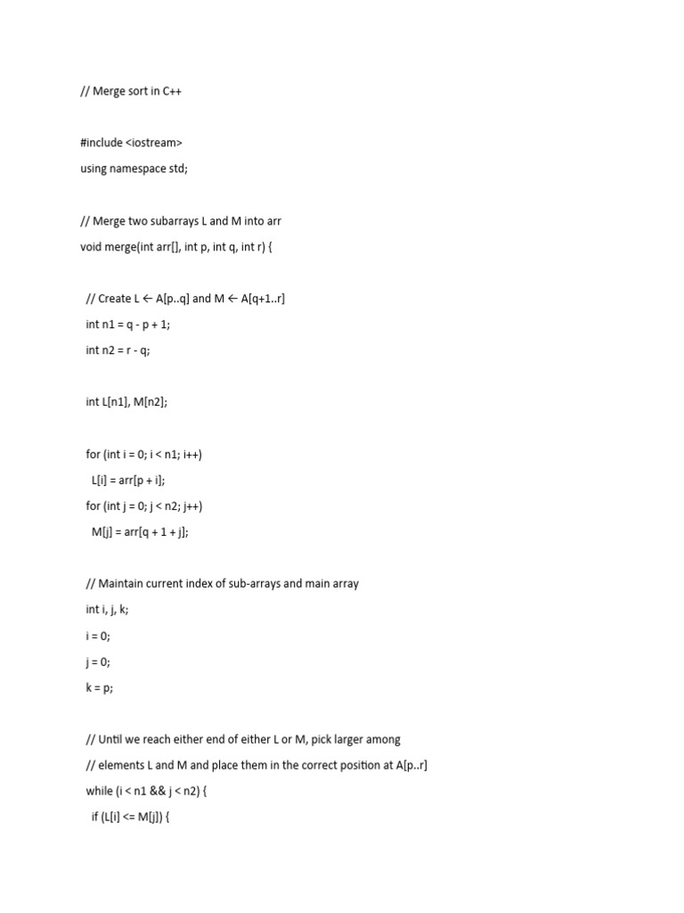 Merge sort in C | PDF