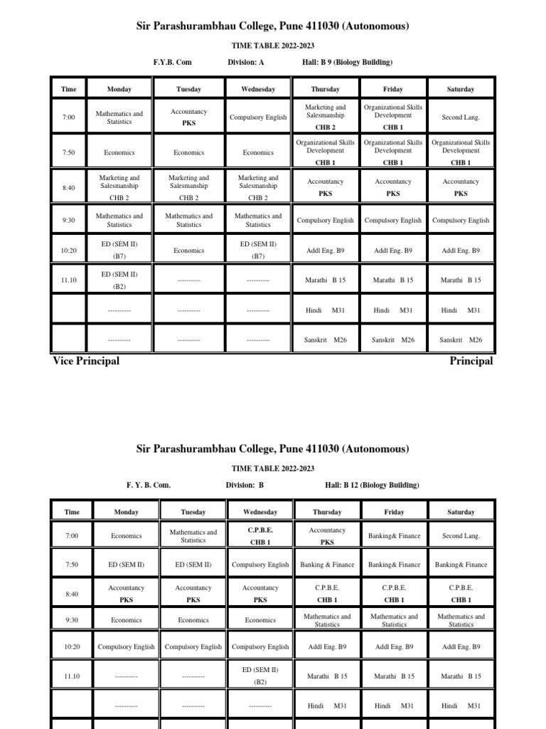 Commerce Timetable 22-23 | PDF | Business Economics | Business