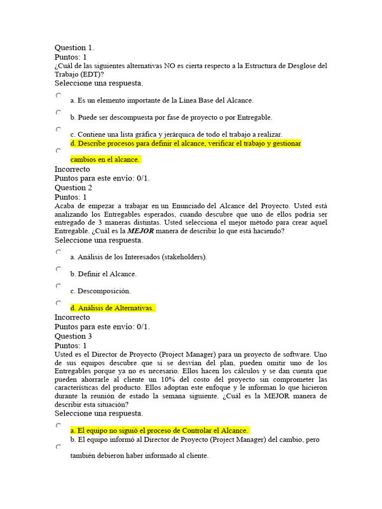 Examen Modelo 3 - Gestión Del Alcance | PDF | Software