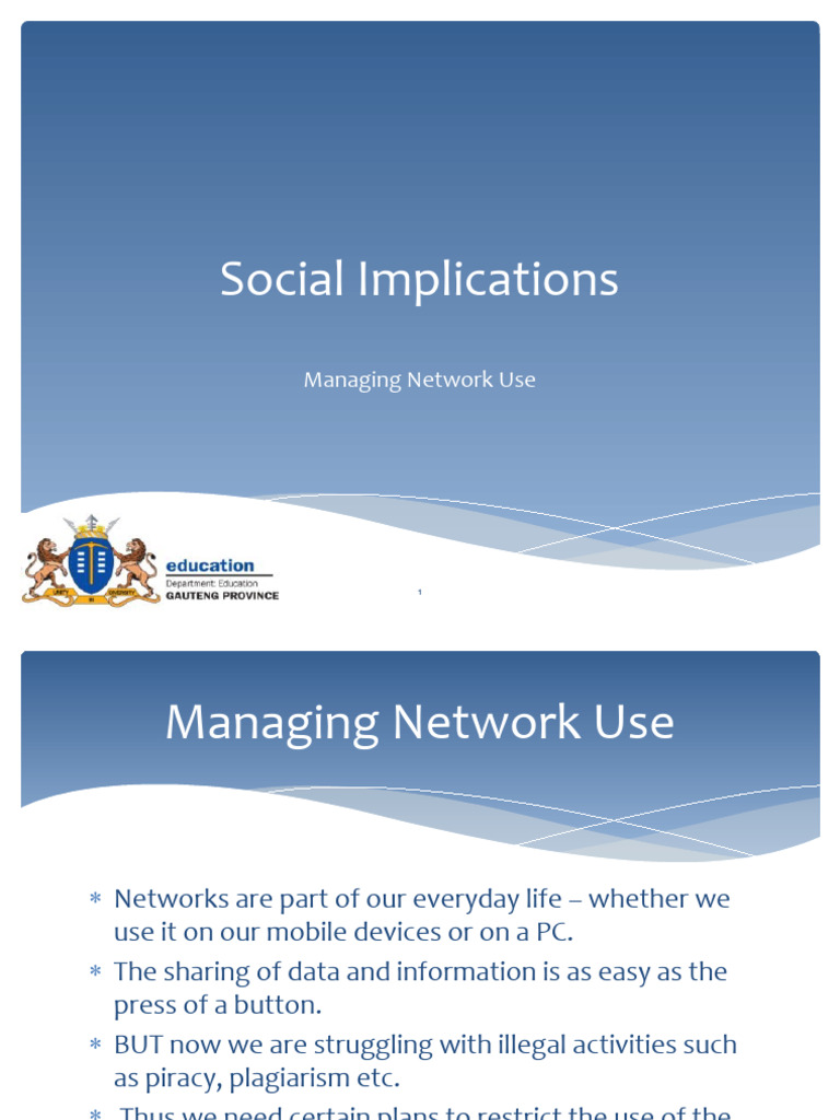 Lesson 1 Social Implications-Managing Network Use 2 | PDF | Computer ...