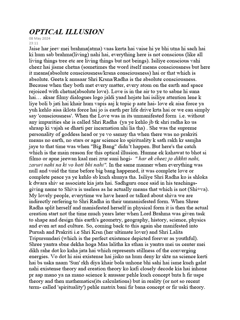 Optical Illusion | PDF | Hindu Philosophical Concepts